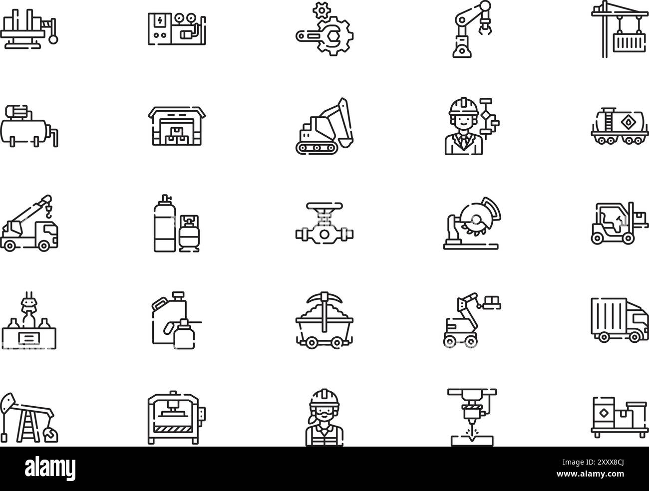 Industry icons collection is a vector illustration with editable stroke ...