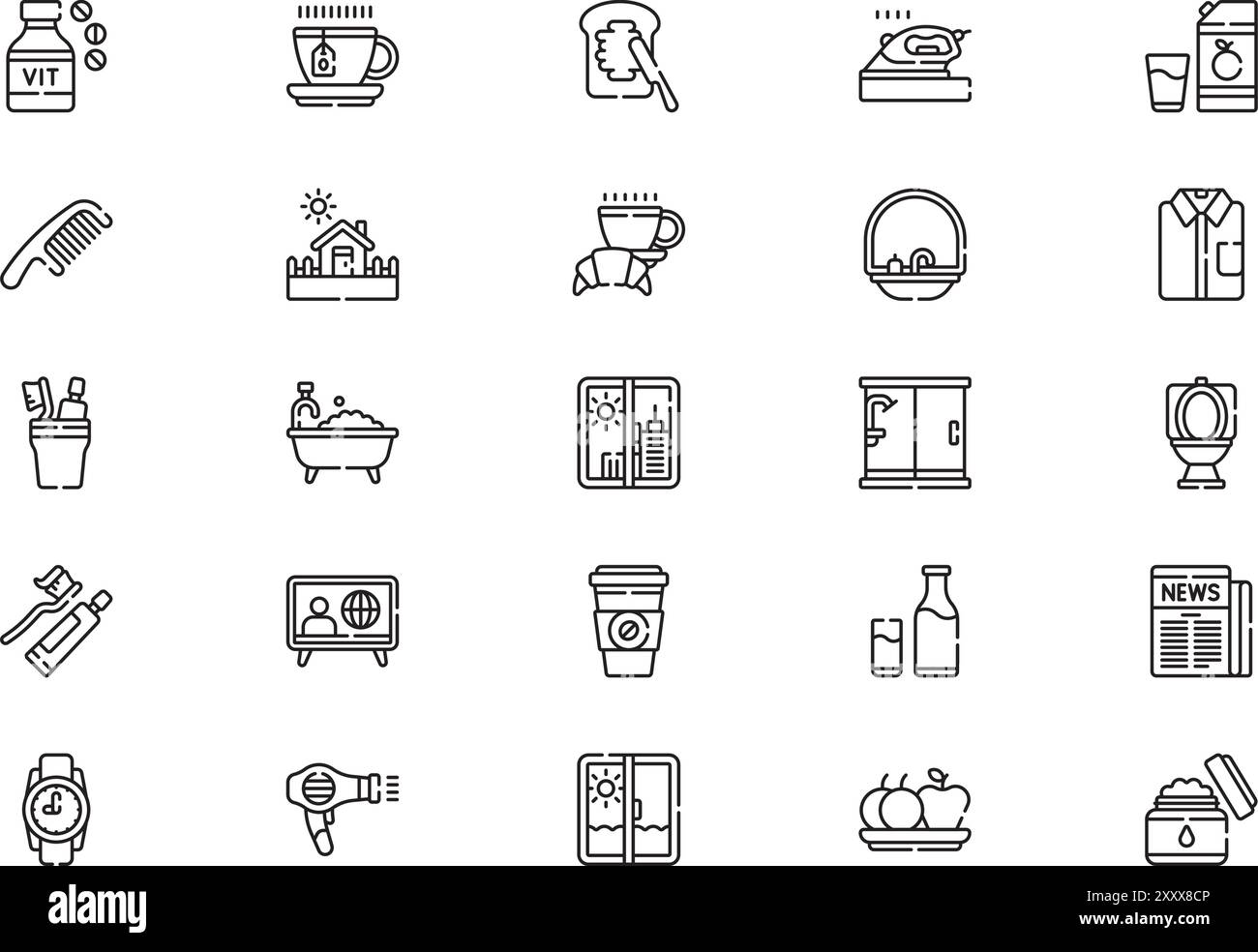 Morning routine icons collection is a vector illustration with editable ...