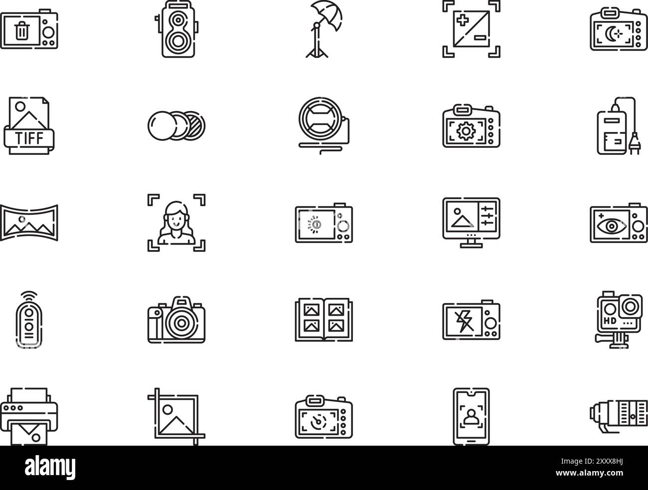 Photography icons collection is a vector illustration with editable ...