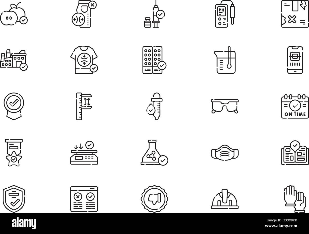 Quality control icons collection is a vector illustration with editable ...
