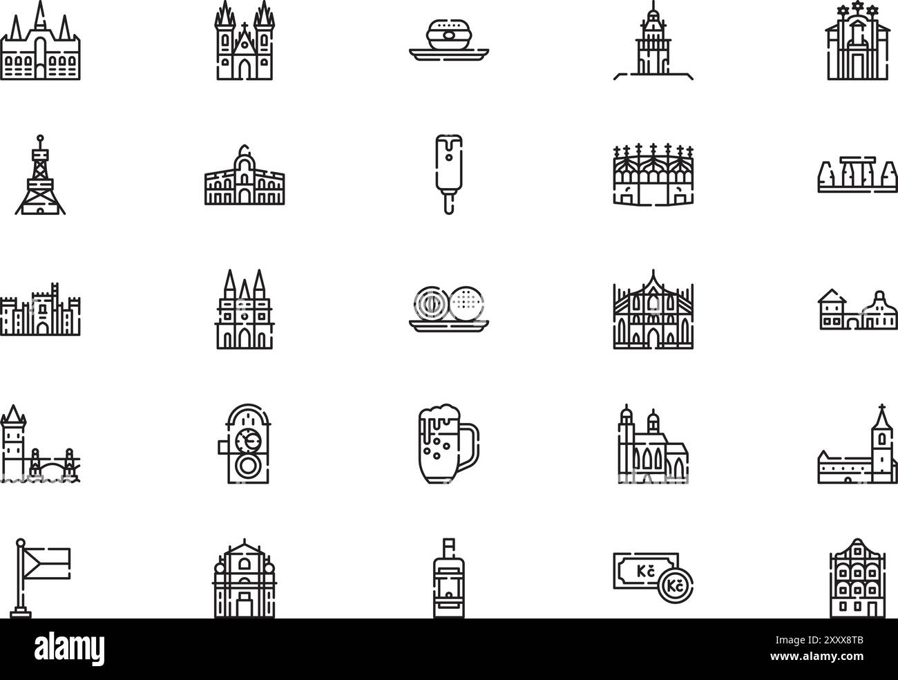 Czech republic icons collection is a vector illustration with editable ...