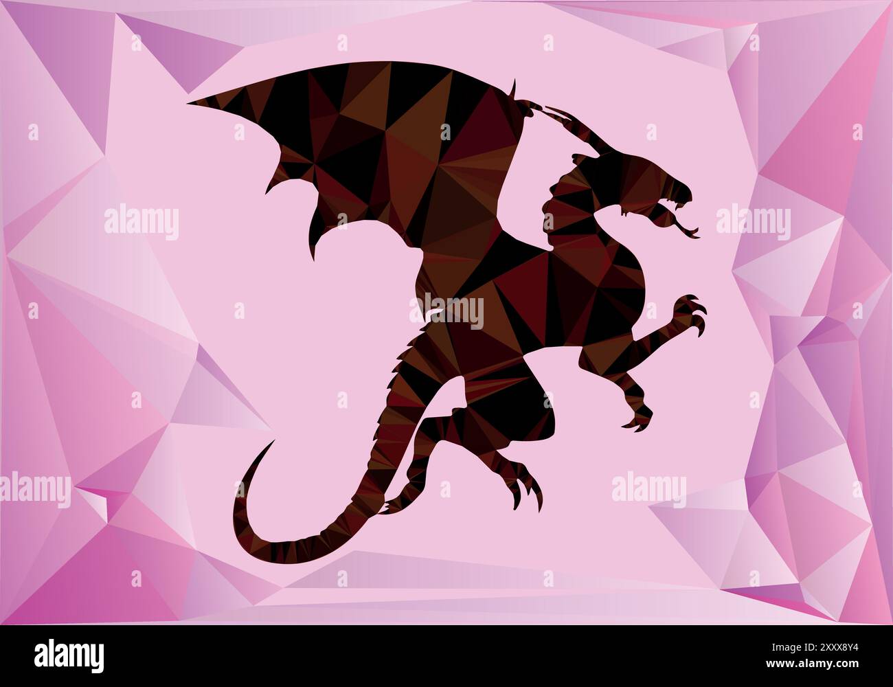polygonal flying dragon vector illustration with abstract background ...