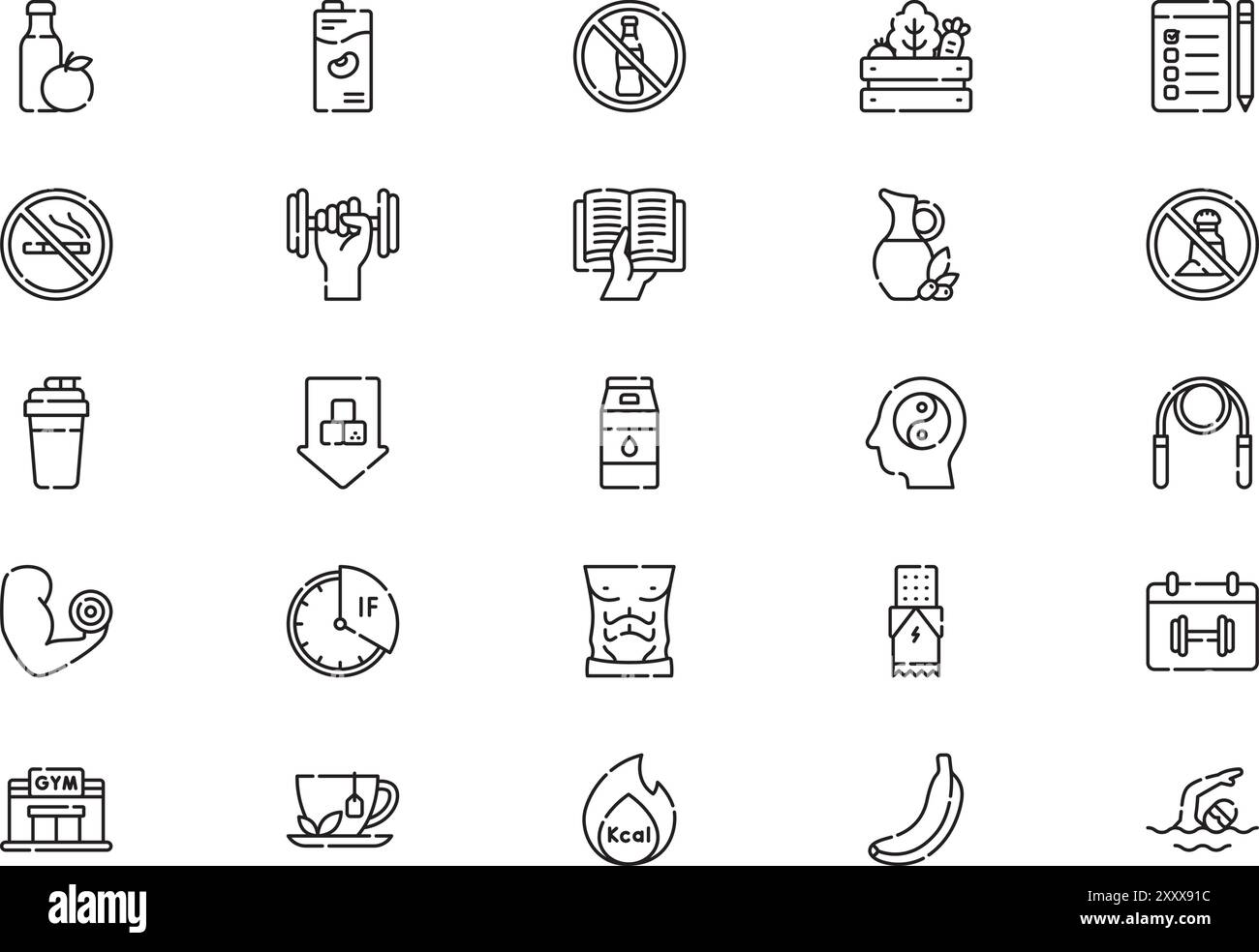 Healthy lifestyle icons collection is a vector illustration with ...