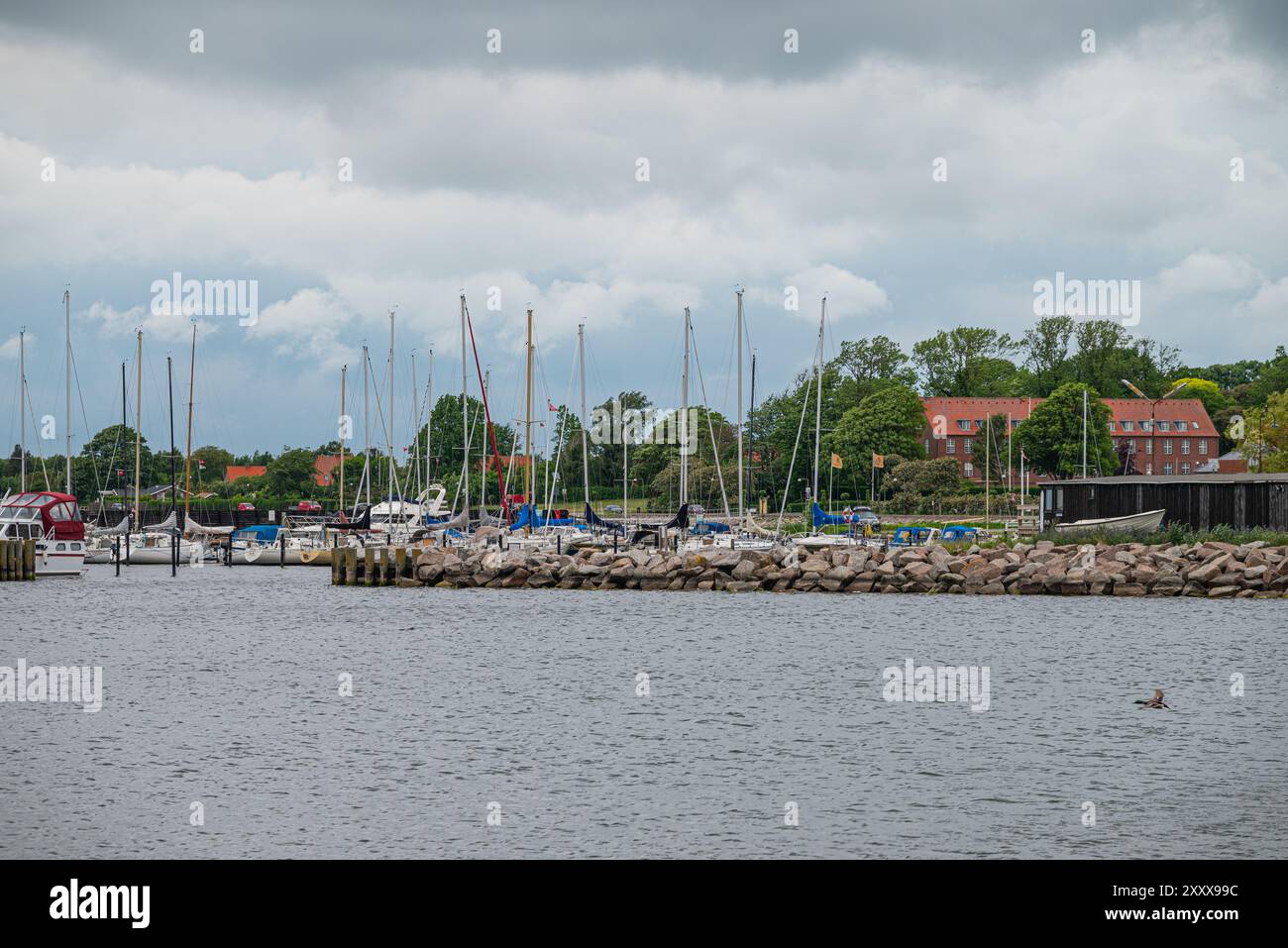 the yacht harbour of town of Stege on island of Moen in Denmark Stock ...