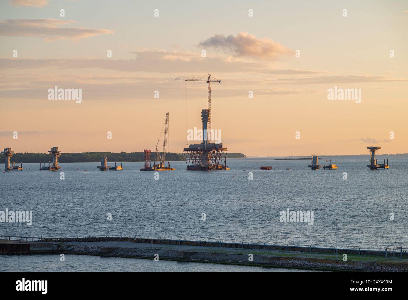 Construction site of the new Storstrommen Bridge near Vordingborg in ...