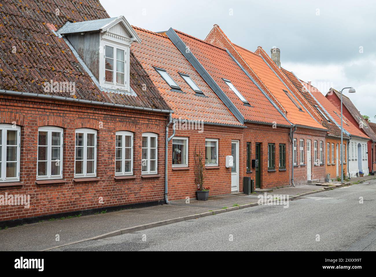 buildings near the street in town of Stege on island of Mon in denmark ...
