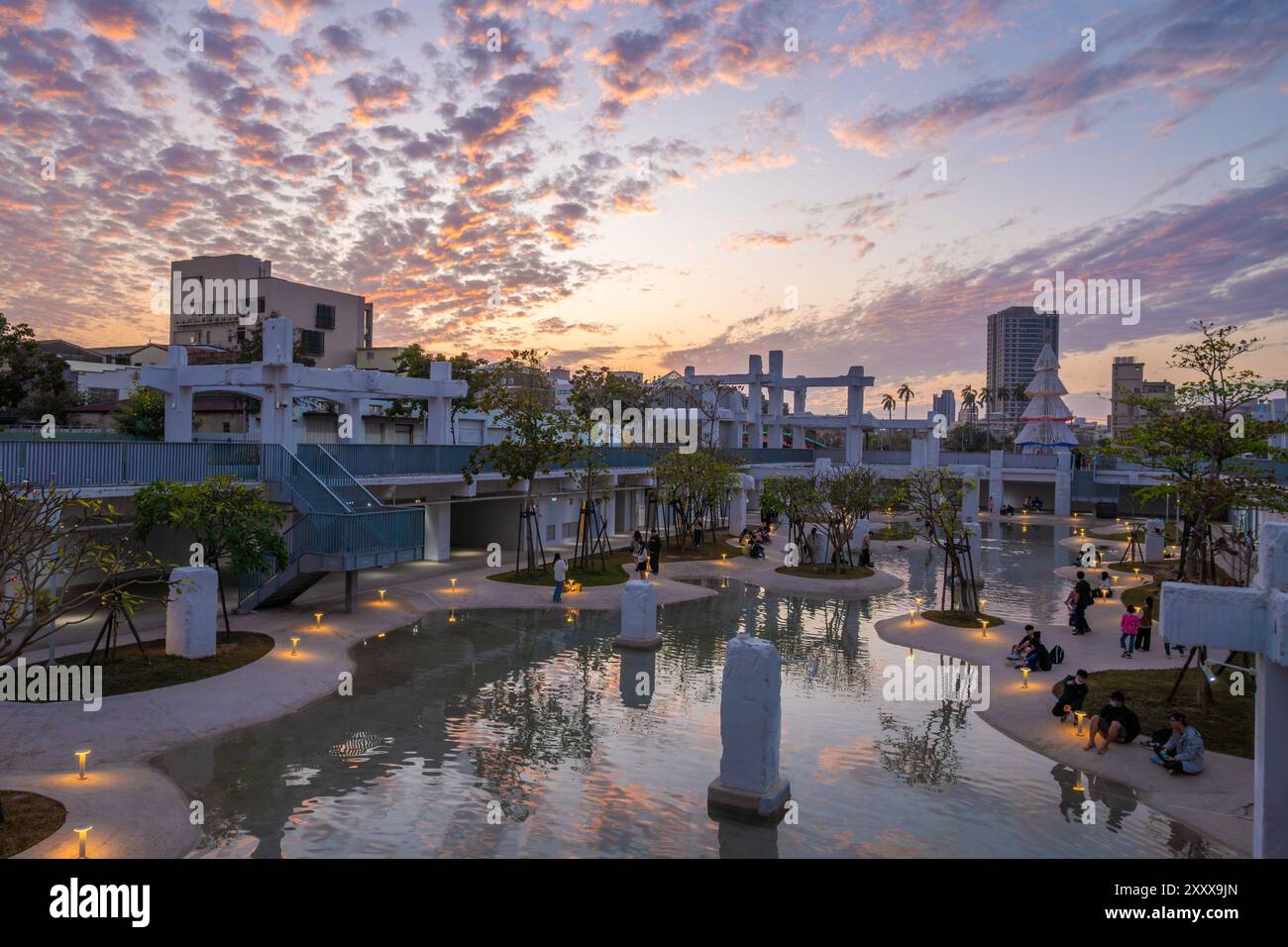 Urban design with a large pond enhances the parks beauty at The Spring ...
