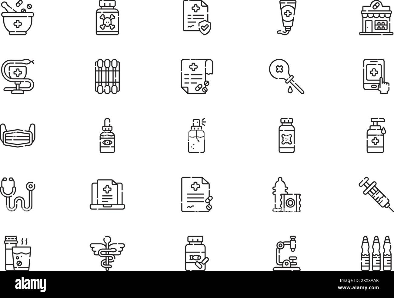 Pharmacy icons collection is a vector illustration with editable stroke ...