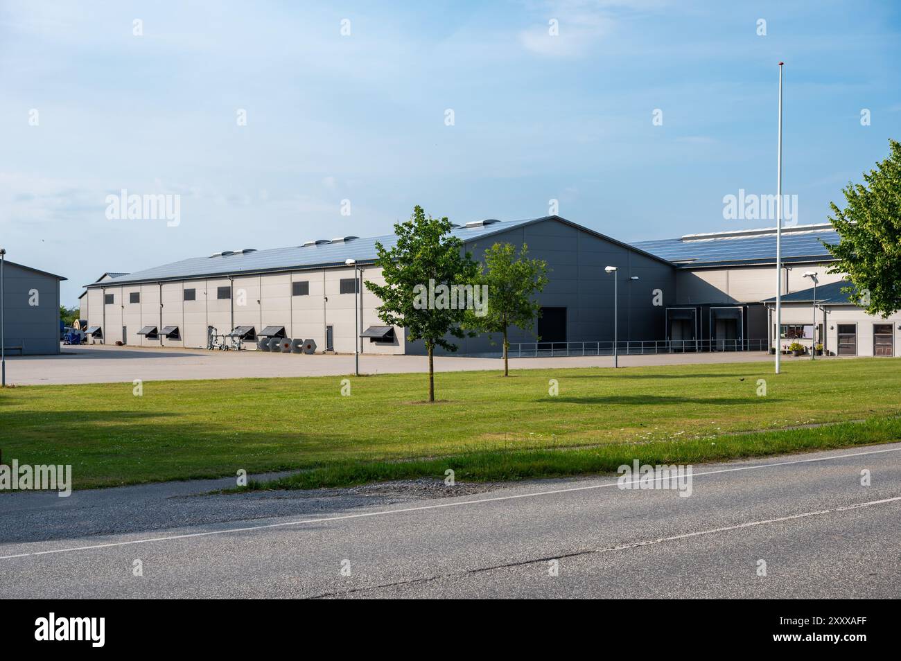 Maribo, Lolland, Denmark, July 21, 2024 - Stalls of a farm at the ...