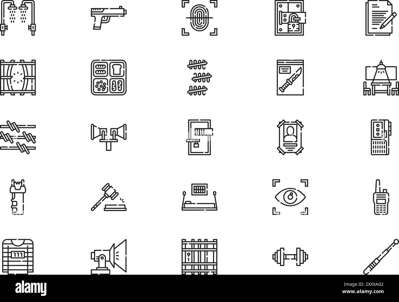 Prison icons collection is a vector illustration with editable stroke ...