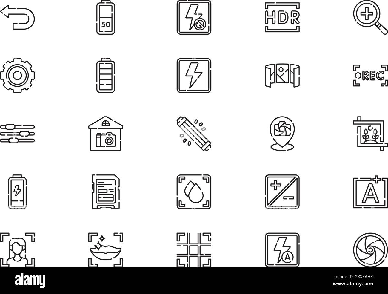 Camera interface icons collection is a vector illustration with editable stroke Stock Vector ...