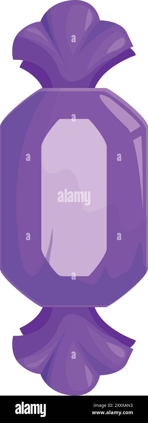 Cartoon purple wrapped sweet candy with a blank label is waiting to be ...