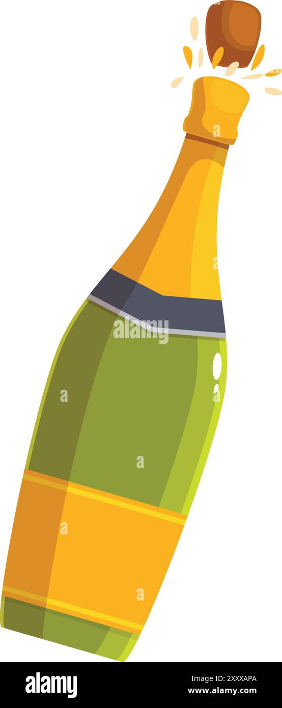 Bottle of sparkling wine is being uncorked, celebrating a happy and ...