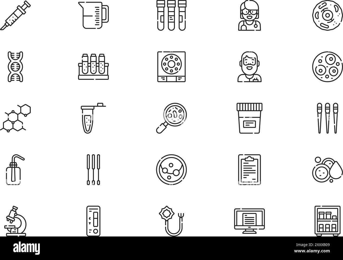 Microbiology icons collection is a vector illustration with editable ...