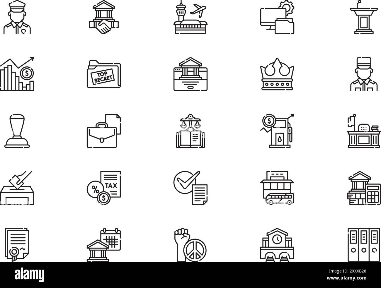 Government icons collection is a vector illustration with editable ...