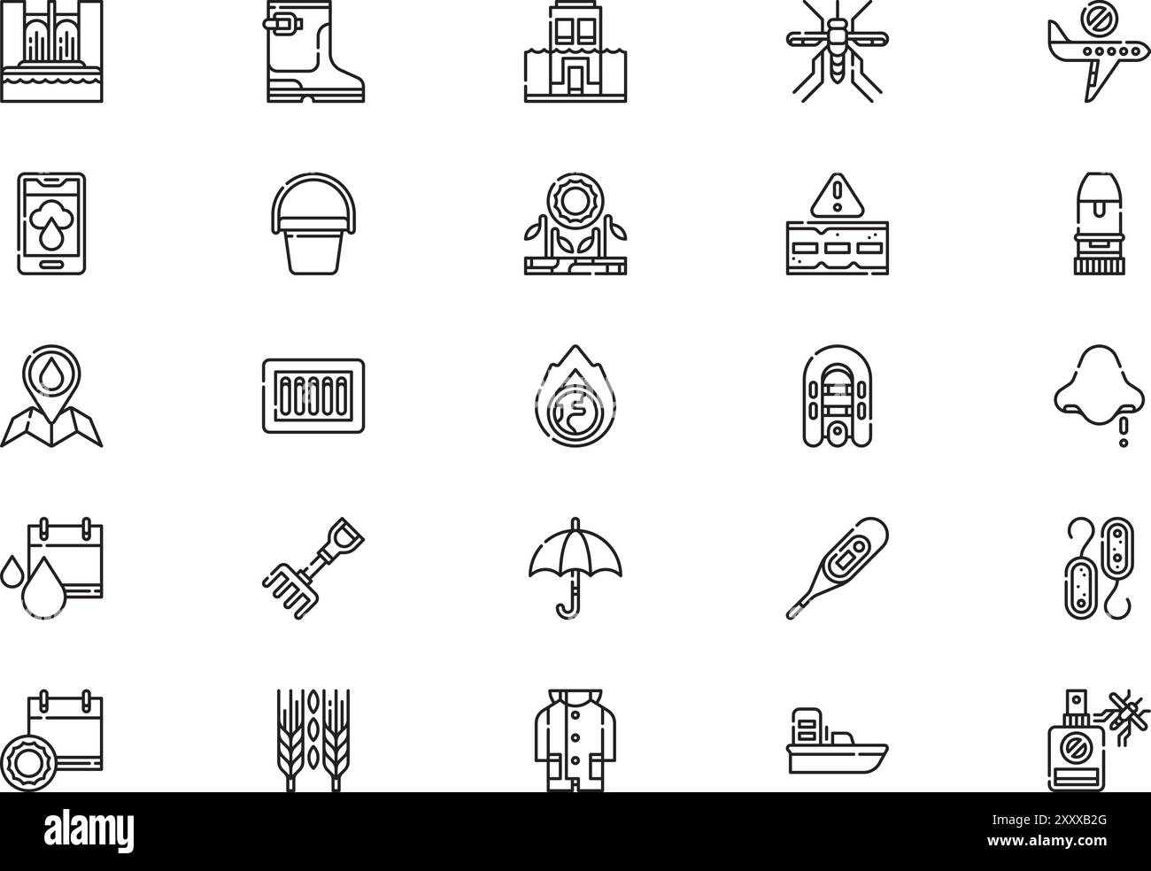 Monsoon icons collection is a vector illustration with editable stroke ...