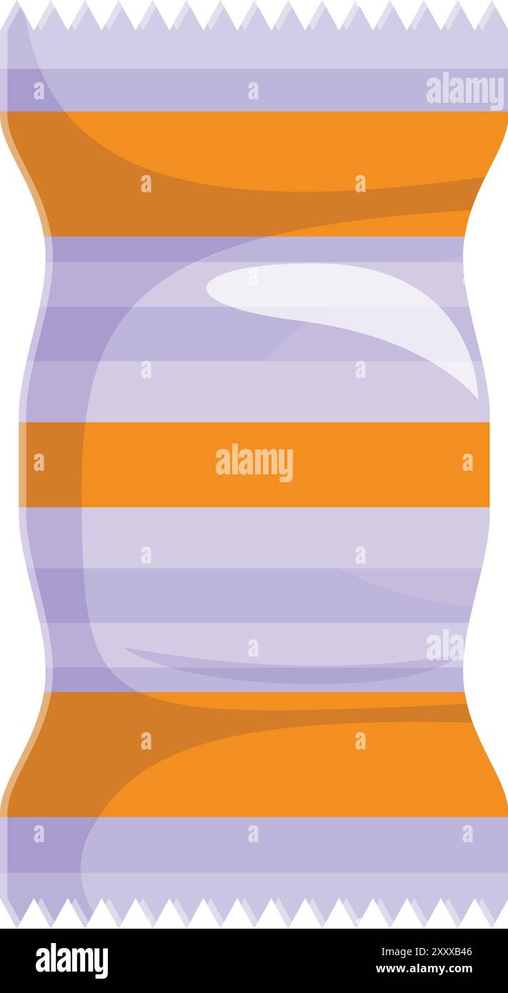 Flow pack with orange stripes is standing up, isolated on white ...