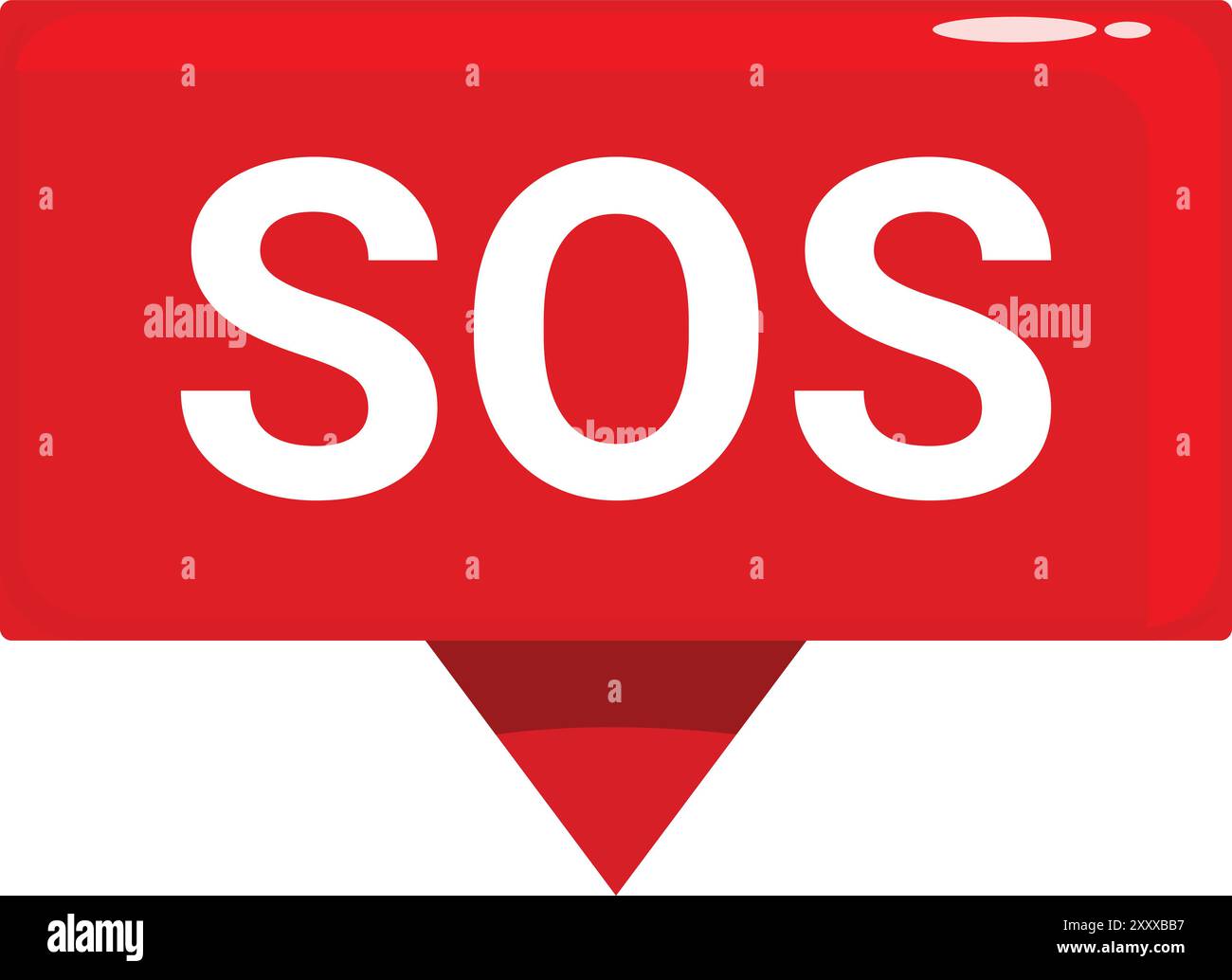 Red glossy pin showing sos message on a white background Stock Vector ...