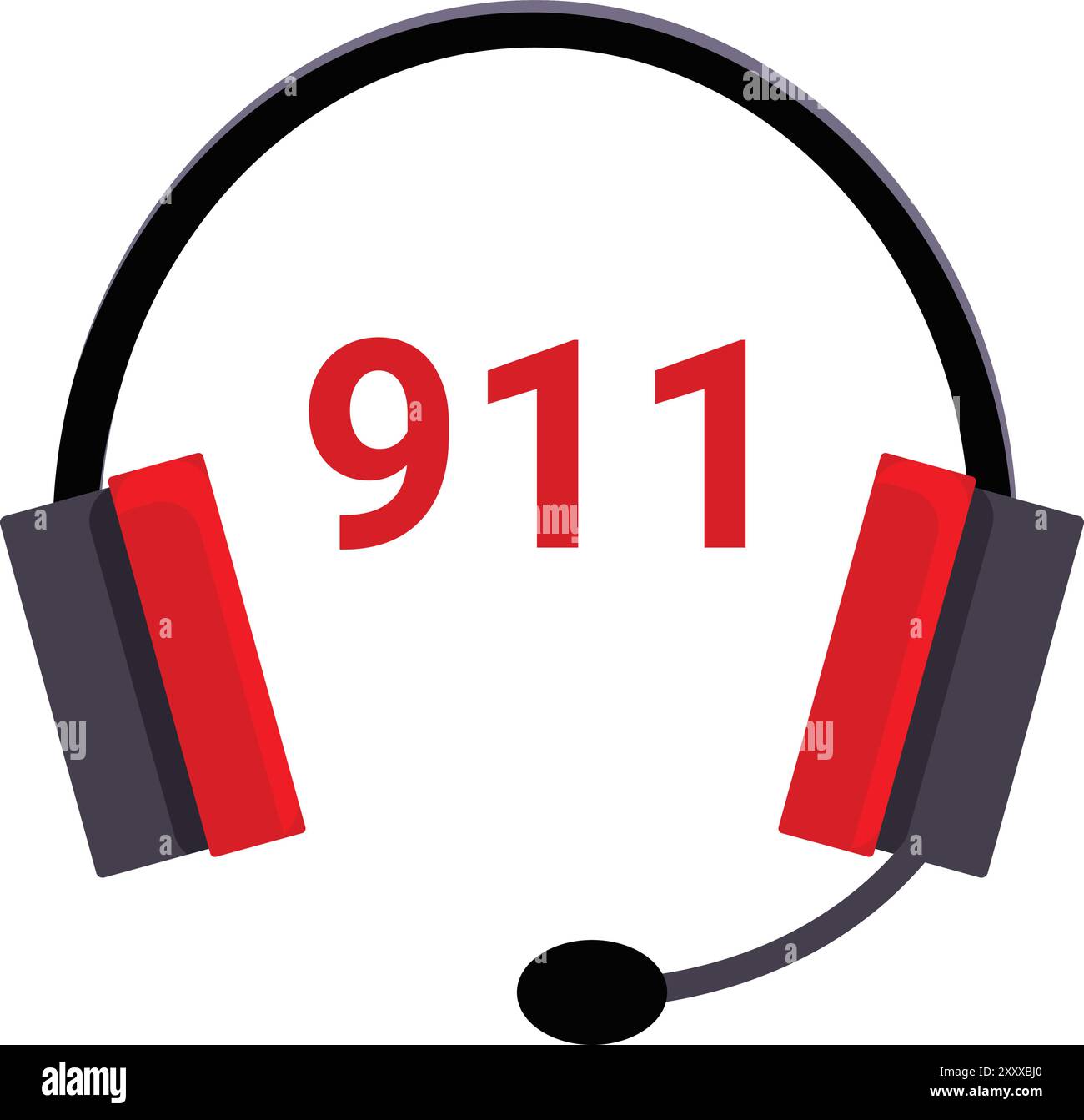 Headset with microphone displaying 911 representing emergency services ...
