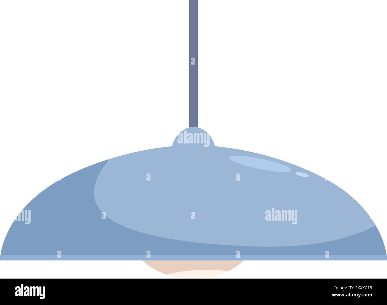 Blue ceiling lamp is hanging from the ceiling and illuminating the room ...