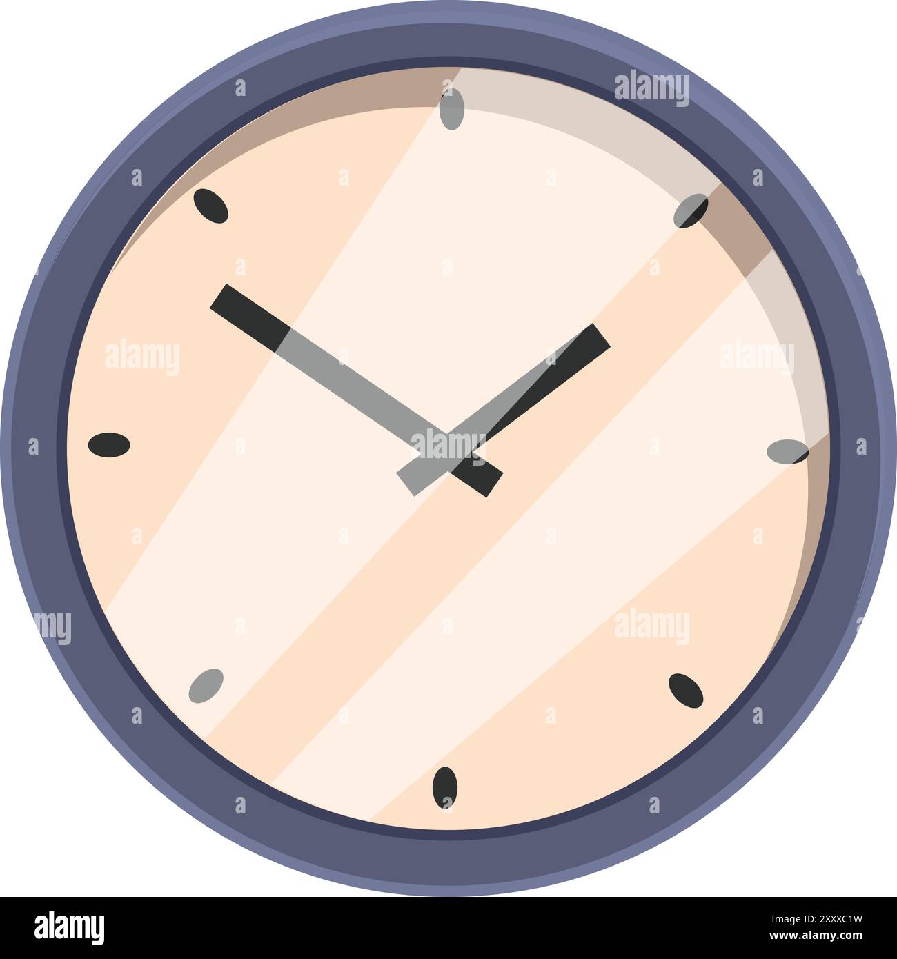 Round wall clock telling time with hour and minute hands, simple design ...