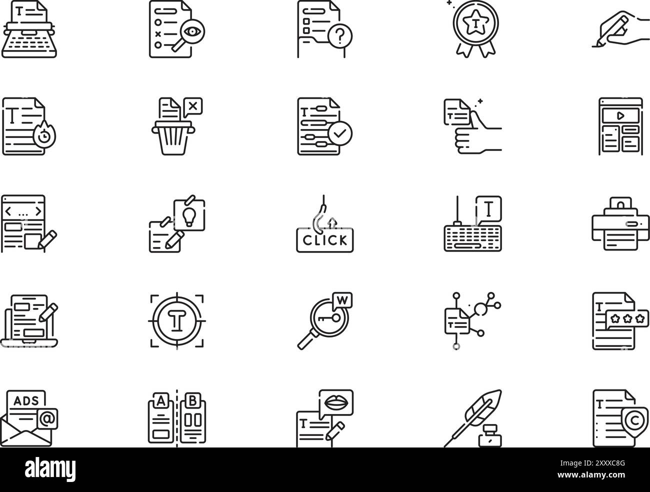 Copywriting icons collection is a vector illustration with editable ...