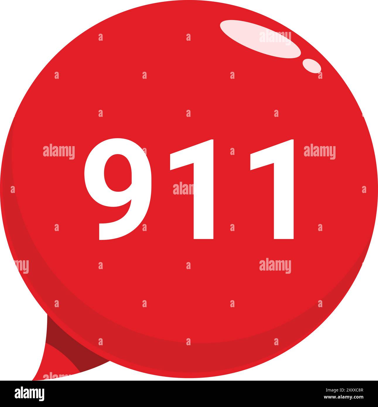 Red speech bubble showing 911 emergency number on white background ...