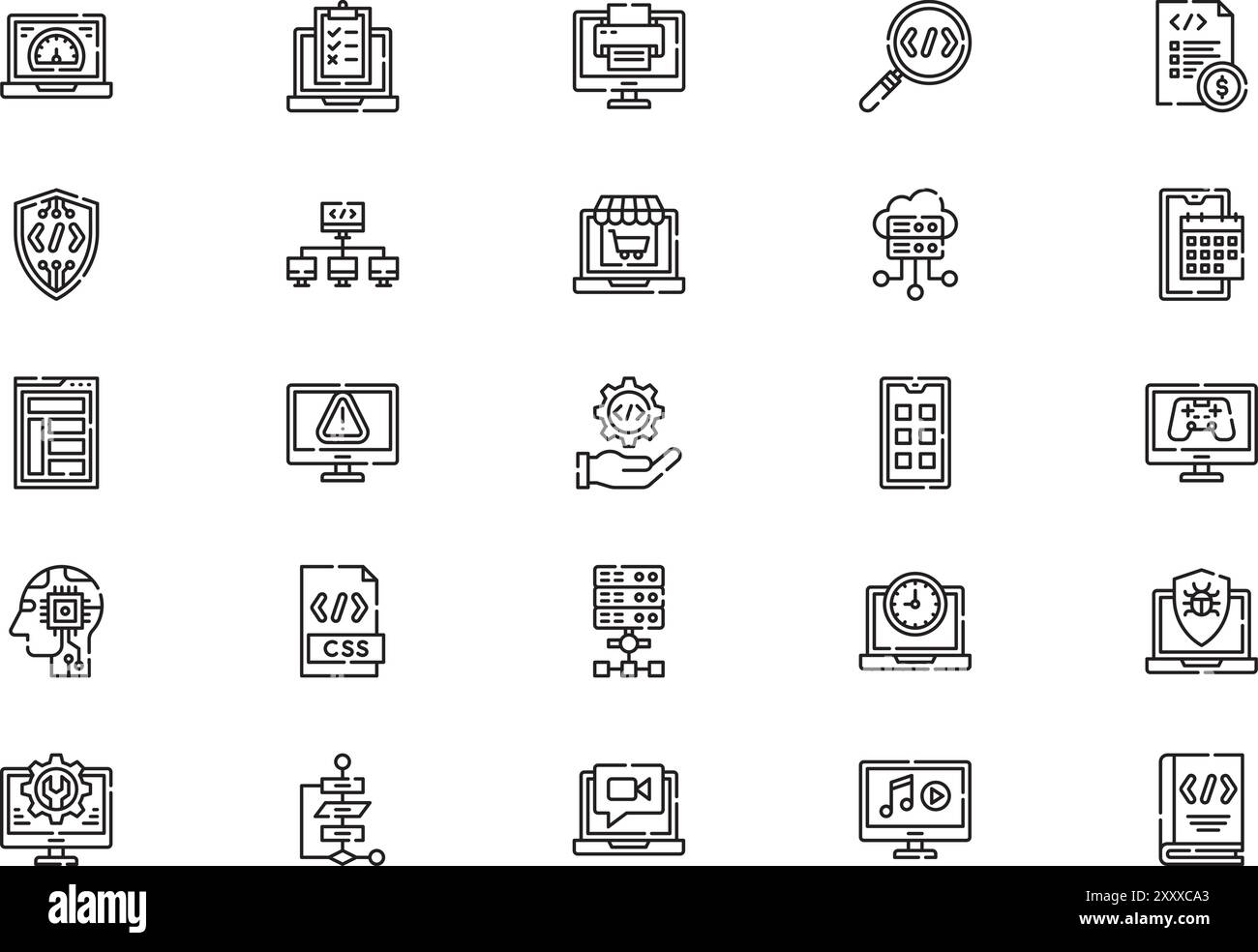 Software development icons collection is a vector illustration with ...