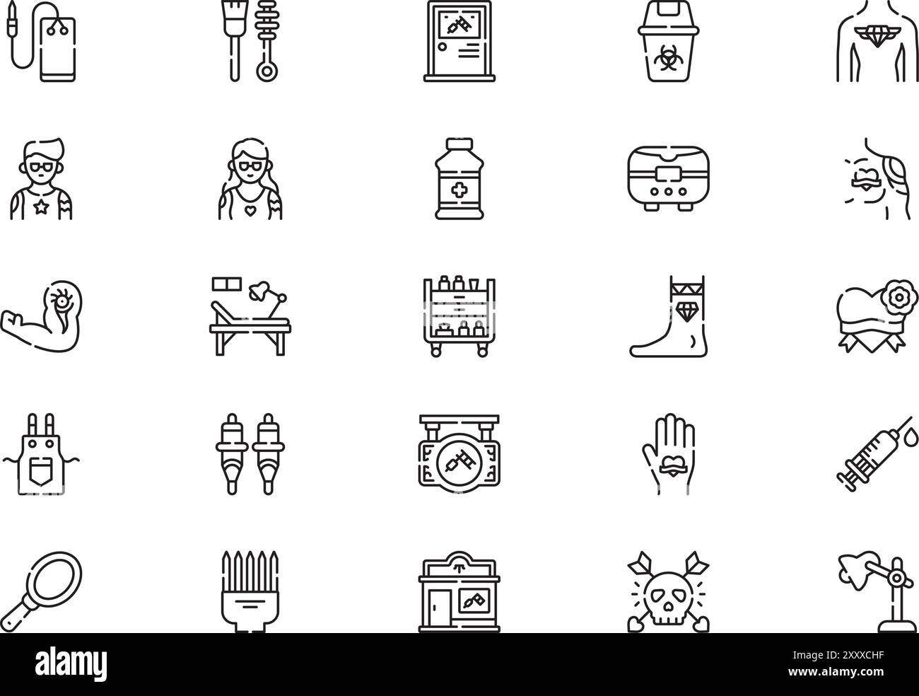 Tattoo studio icons collection is a vector illustration with editable ...