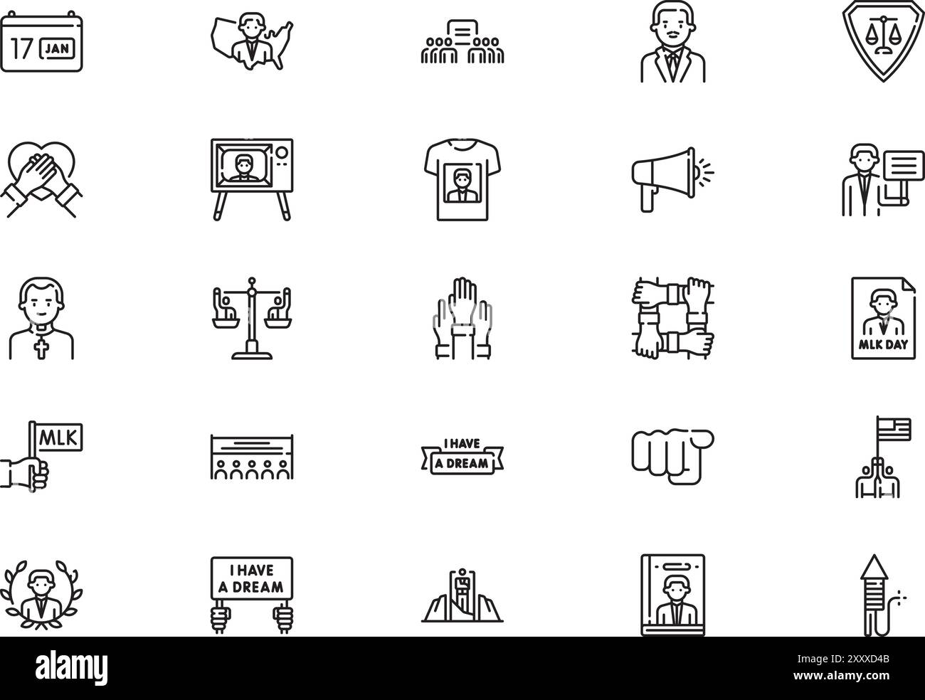 Martin luther king day icons collection is a vector illustration with ...