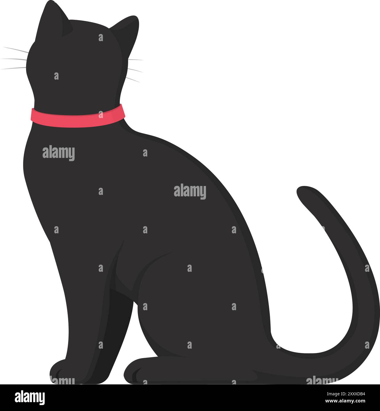 Black cat looking up back view, pets and domestic animals concept ...