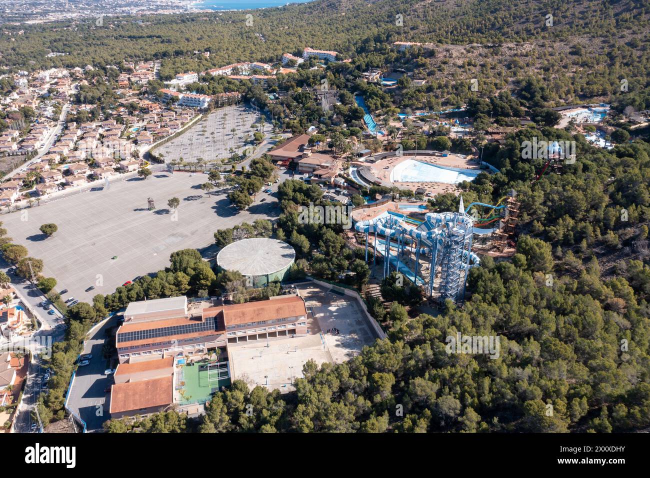 Aerial drone photo of the beautiful city of Benidorm in Spain in the ...