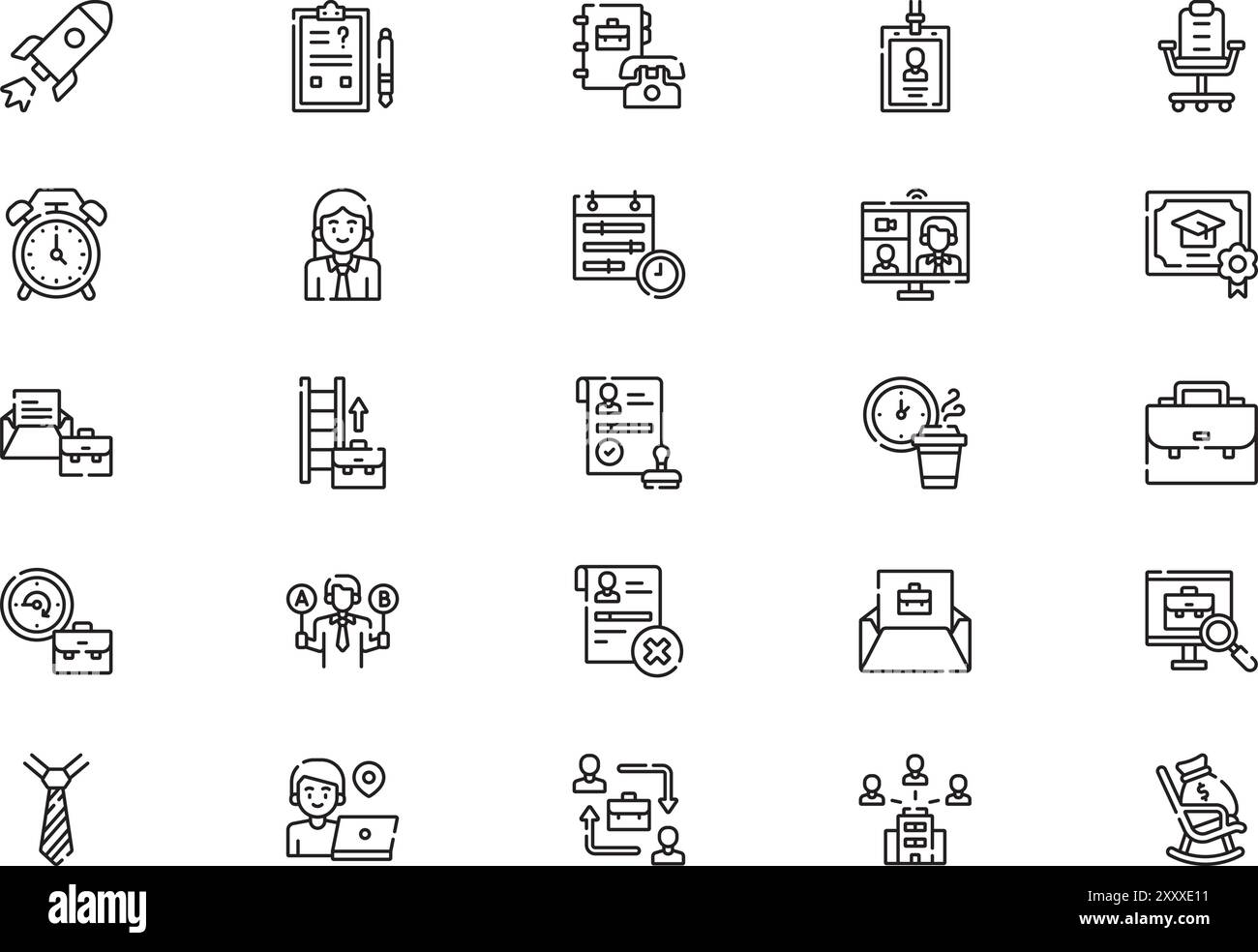 Employment icons collection is a vector illustration with editable ...