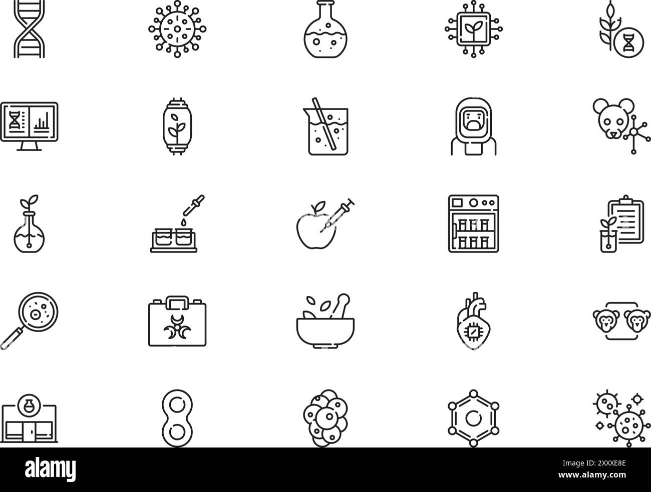 Biotechnology icons collection is a vector illustration with editable ...