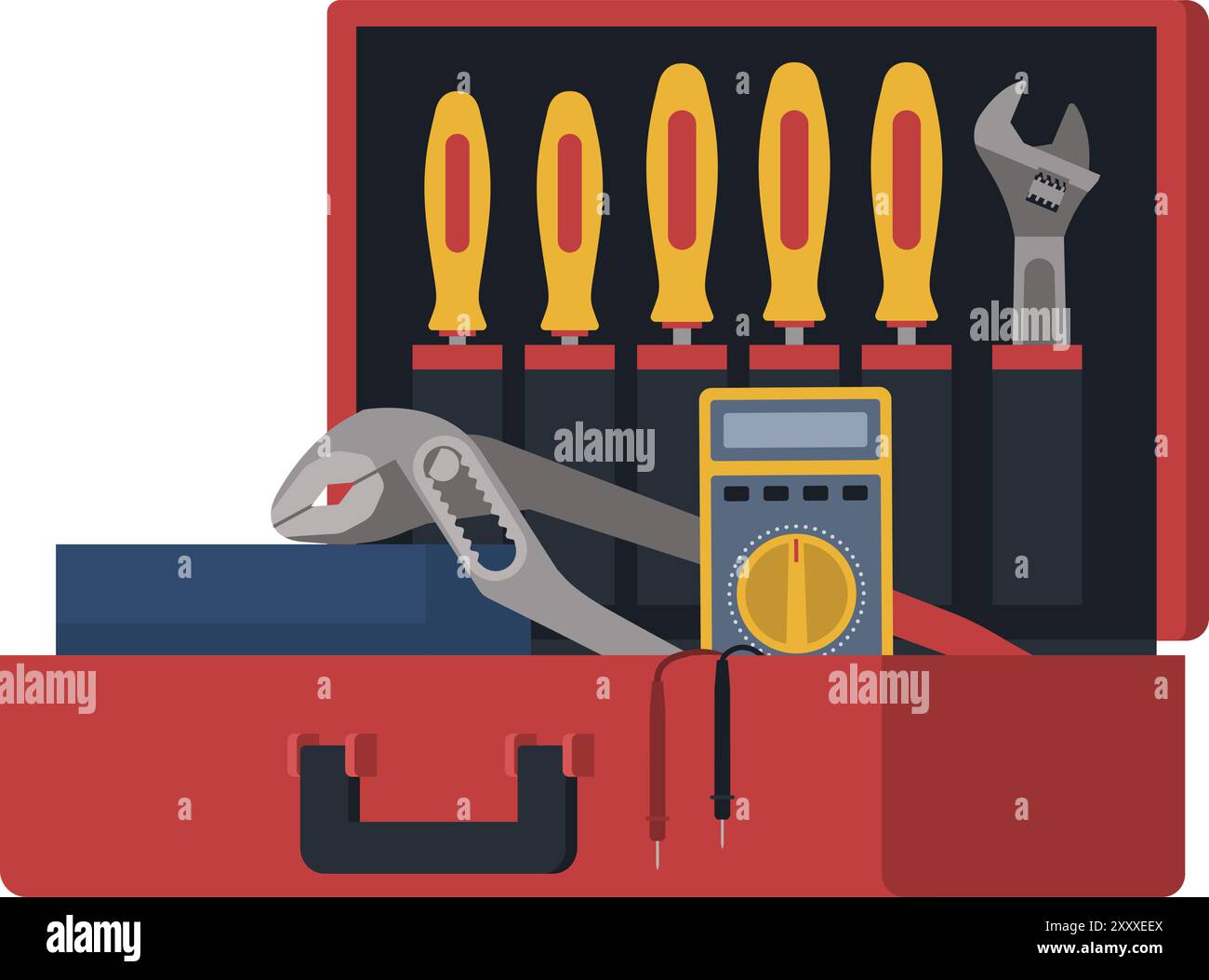 Electrician and repairman toolbox with work equipment, professional ...