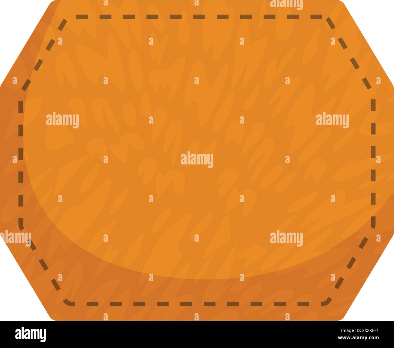 Brown octagon leather patch with stitching around the border showing ...