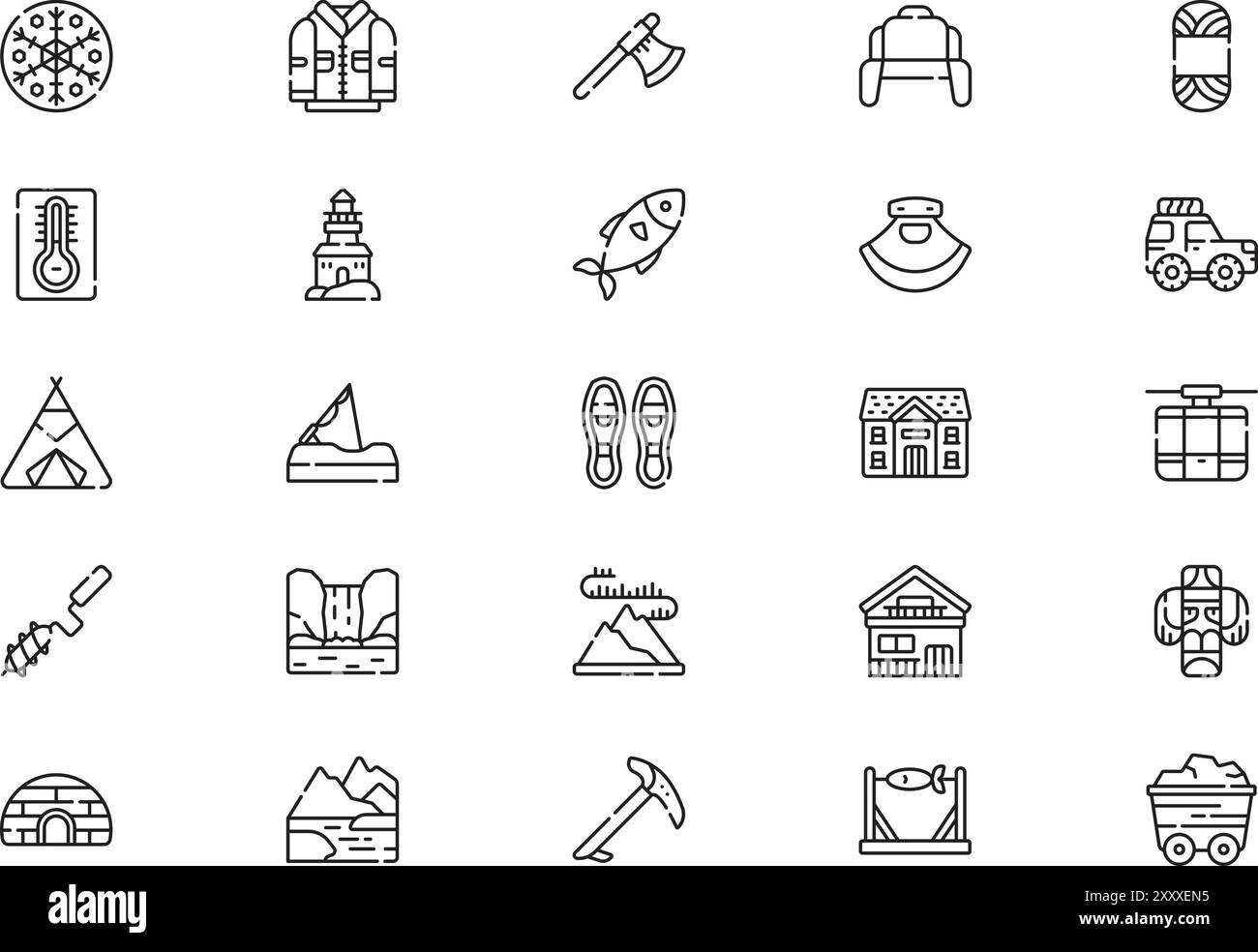 Alaska icons collection is a vector illustration with editable stroke ...