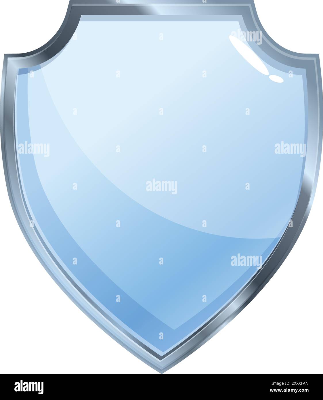 Blue glossy shield with a silver frame is providing protection Stock ...