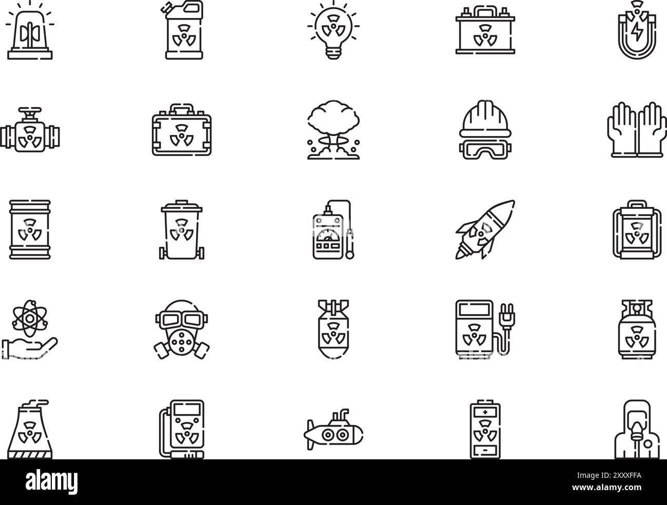 Nuclear energy icons collection is a vector illustration with editable ...