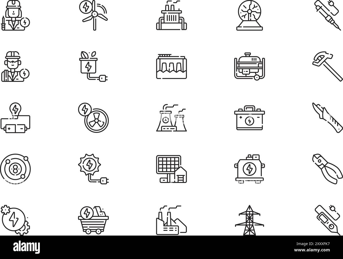 Electricity icons collection is a vector illustration with editable ...