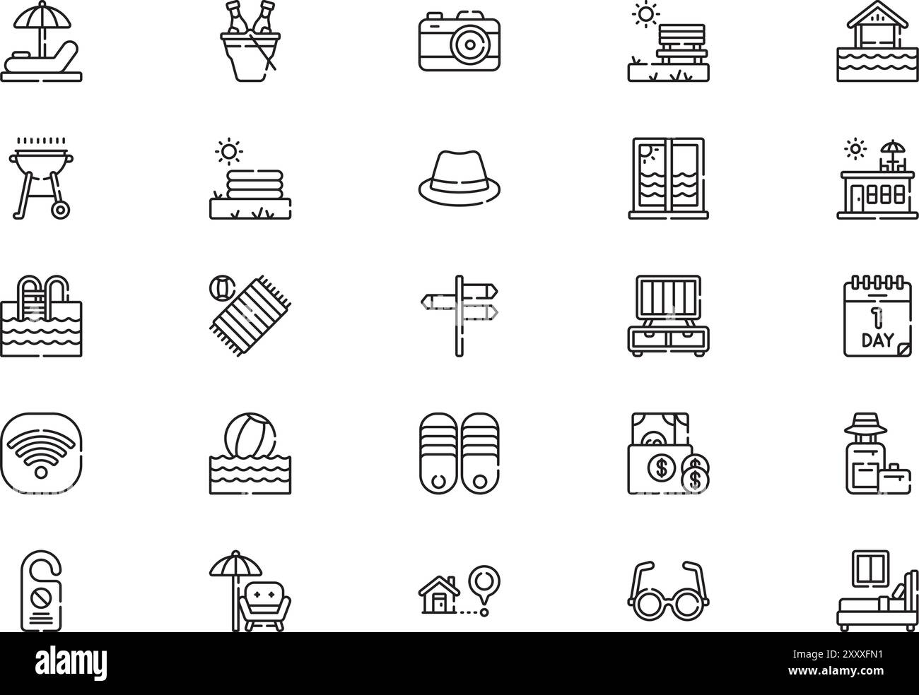 Staycation icons collection is a vector illustration with editable ...