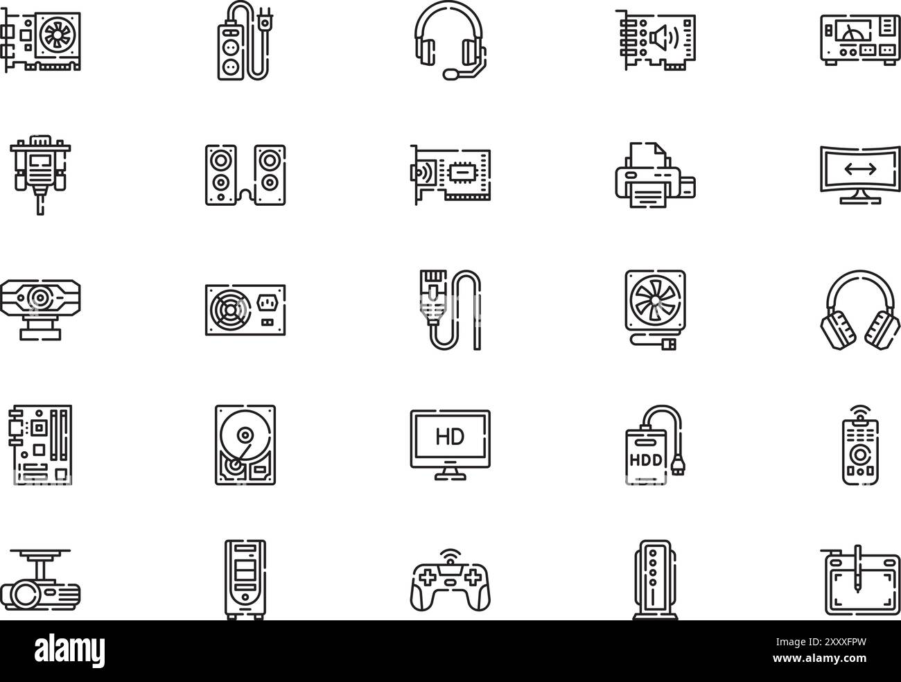 Hardware icons collection is a vector illustration with editable stroke ...