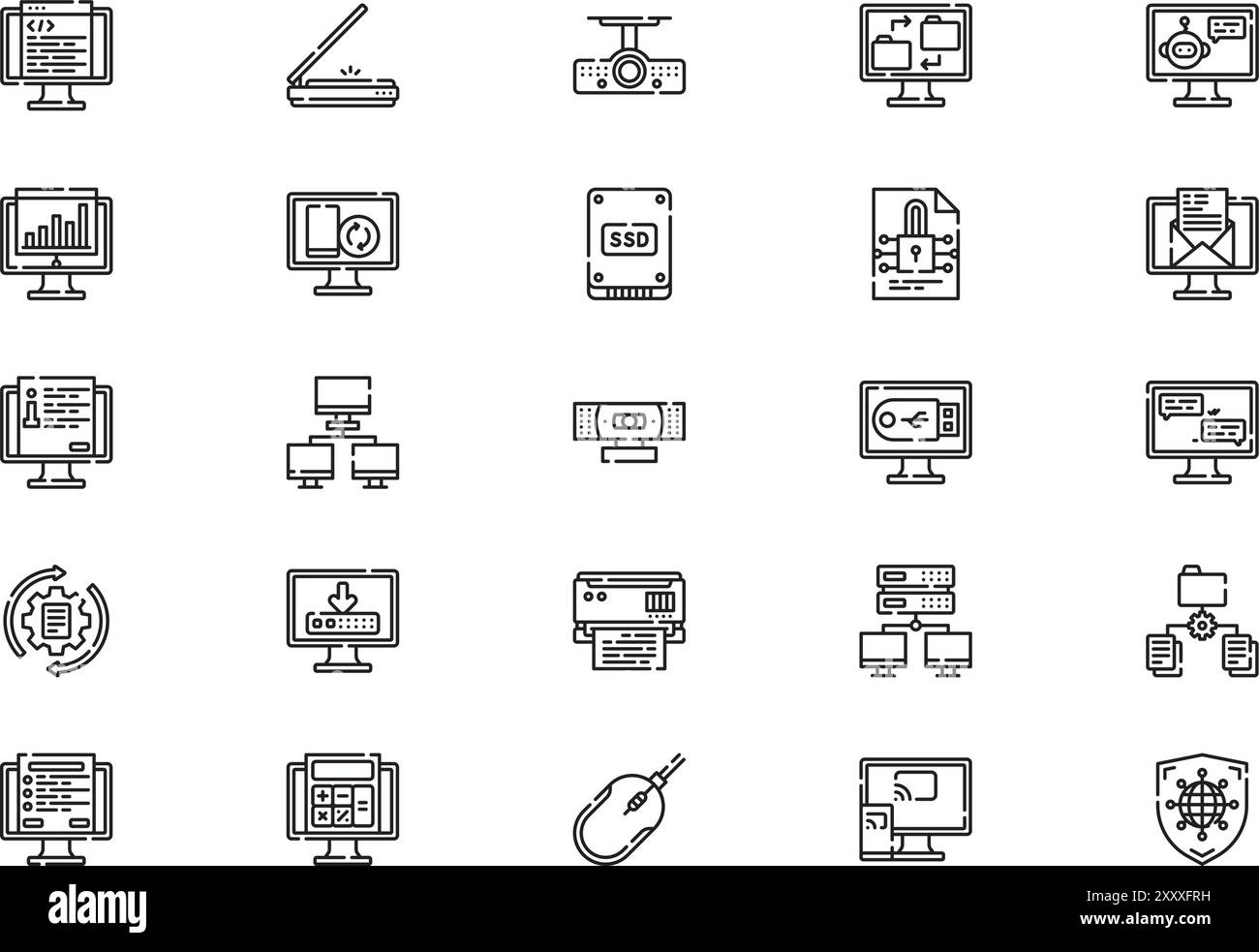 Computer Functions Icons Collection Is A Vector Illustration With 7444