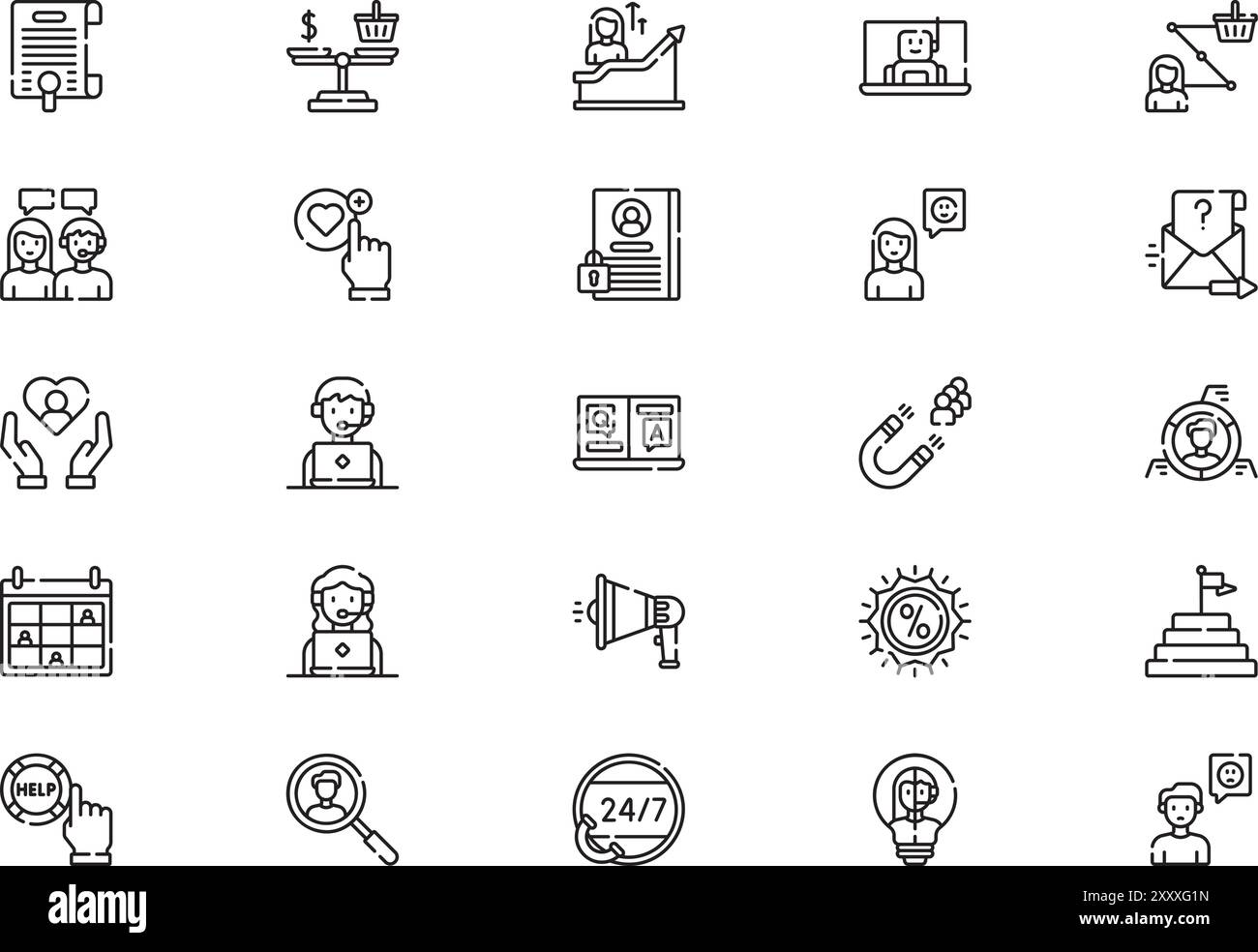 Customer relationship icons collection is a vector illustration with ...