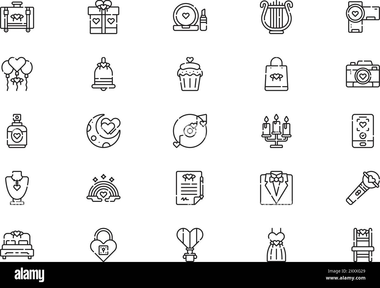 Wedding icons collection is a vector illustration with editable stroke ...