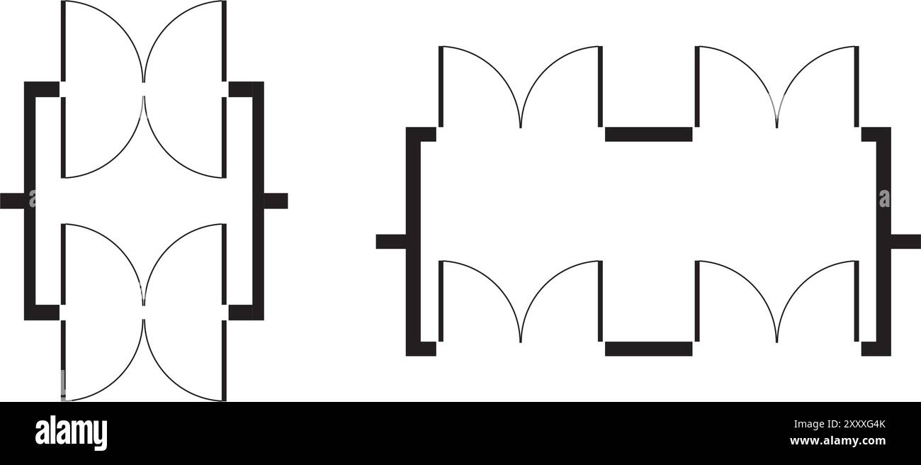 Set of door plan symbols. Supermarket, mall or store entrance icons ...