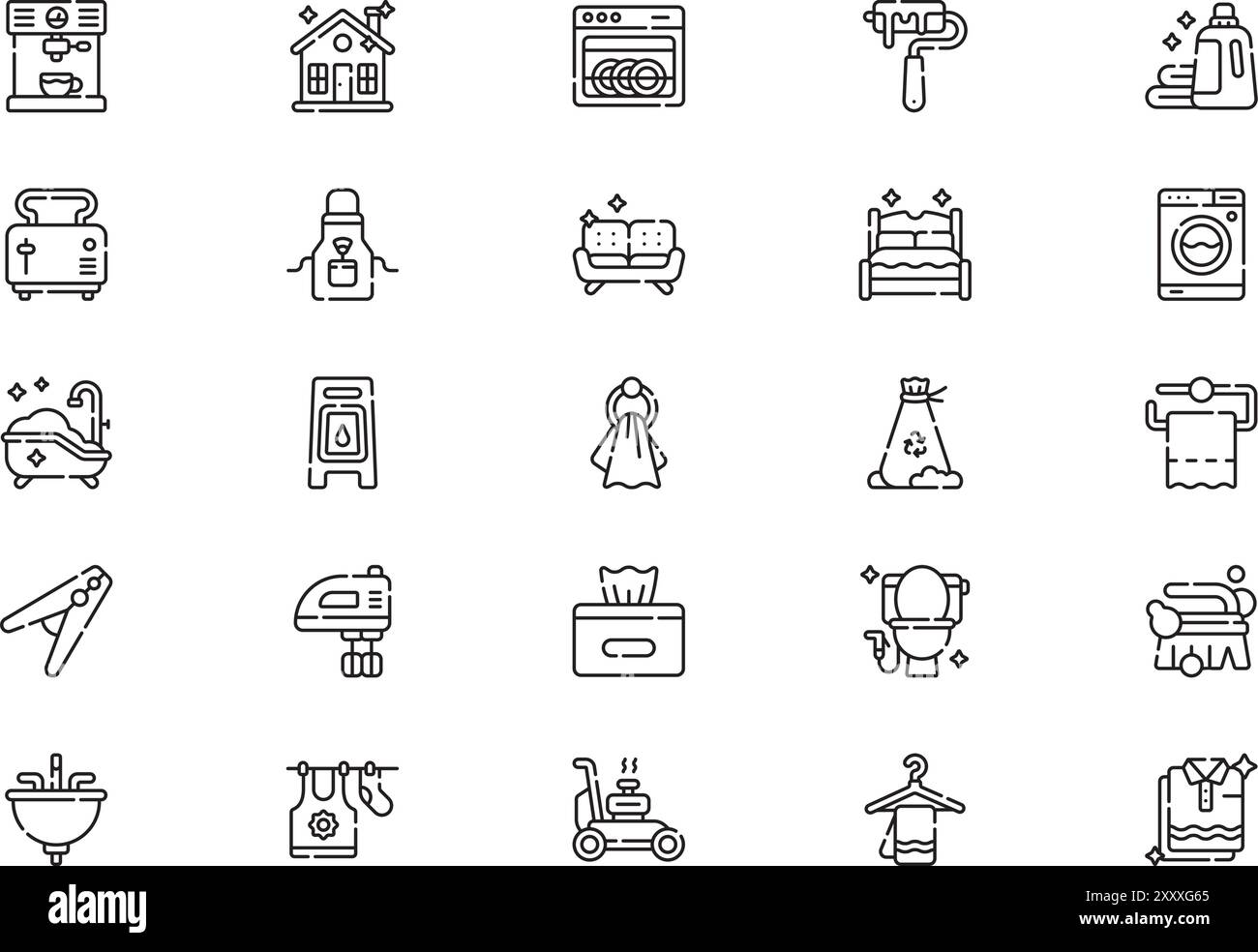 Housekeeping icons collection is a vector illustration with editable ...
