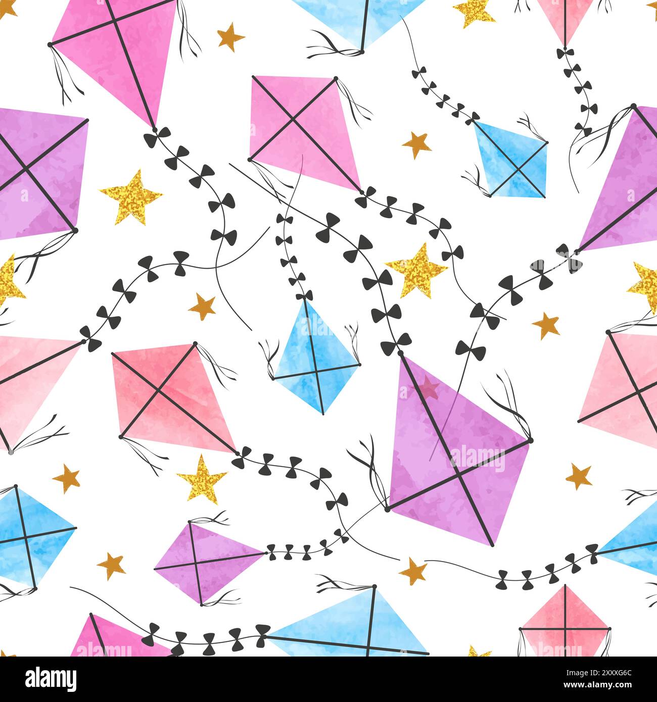 Colorful kites seamless pattern. Childish summer print. Vector ...