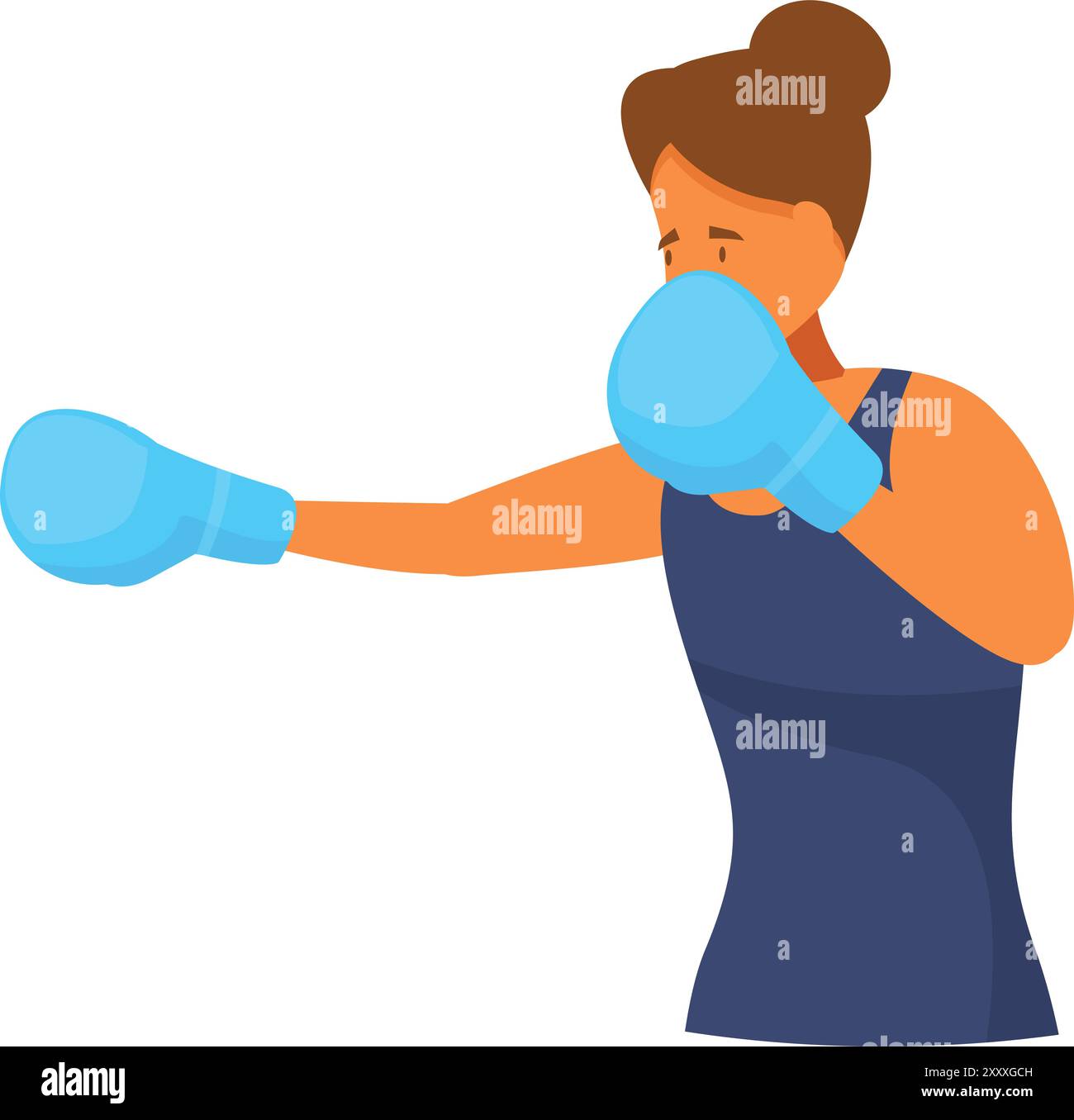 Female boxer is throwing a punch with blue boxing gloves Stock Vector ...
