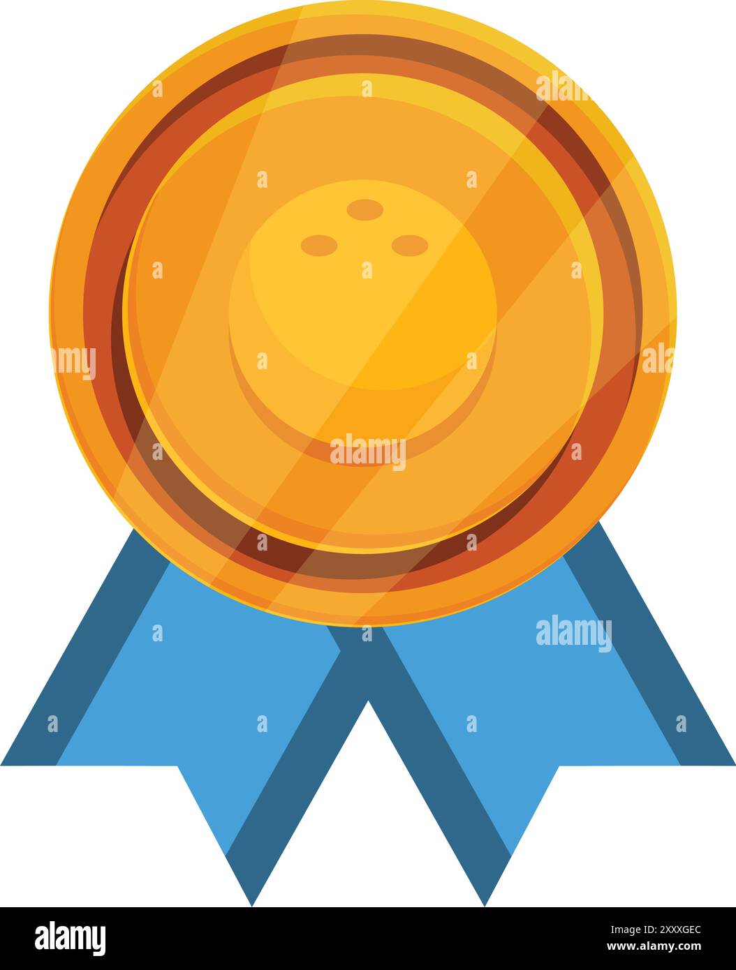 Shiny golden medal with a bowling ball symbol is being awarded to the ...